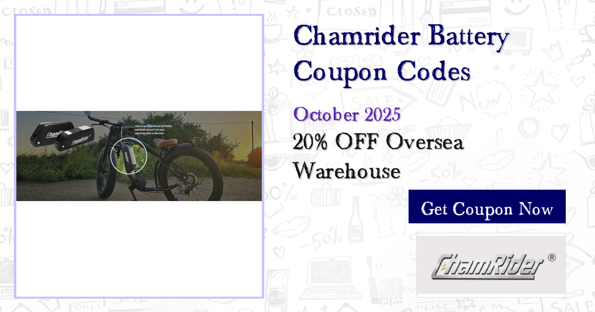 Secret Chamrider Battery Promo Codes Oct 2025 - Up to $205 Off (18 Active)
