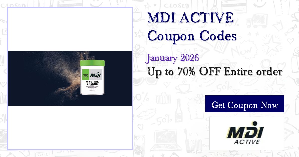 Flash Sale MDI ACTIVE Coupons - 70% Off Jan 2026 (16 Active)
